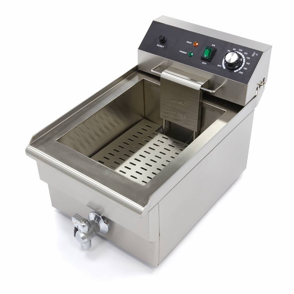 Friteuse Électrique Pro 16L | 3000W | Inox | Avec Robinet de Vidange